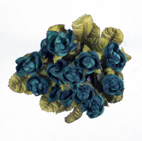 Teal Mini Rose Silk Flowers 0.5'' | Formosa Crafts